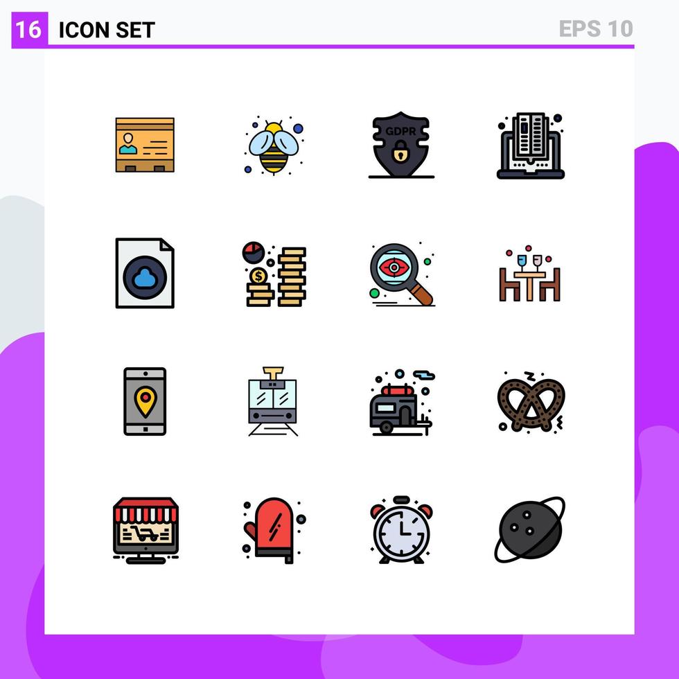 Set Of 16 Vector Flat Color Filled Lines On Grid For Reading Computer Fly Book Privacy Editable