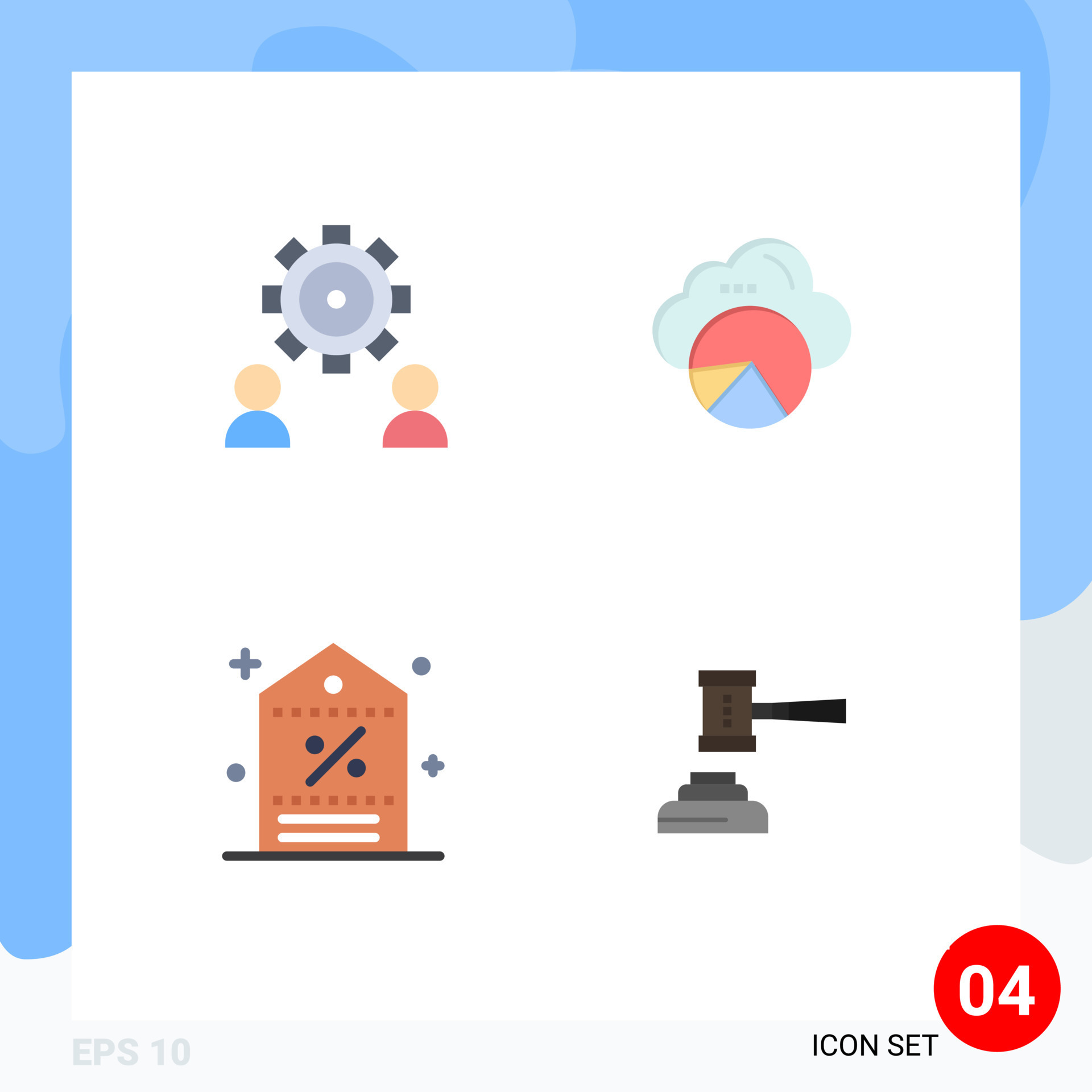Modern Set Of 4 Flat Icons And Symbols Such As Configure Discount Setting Cloud Promotion