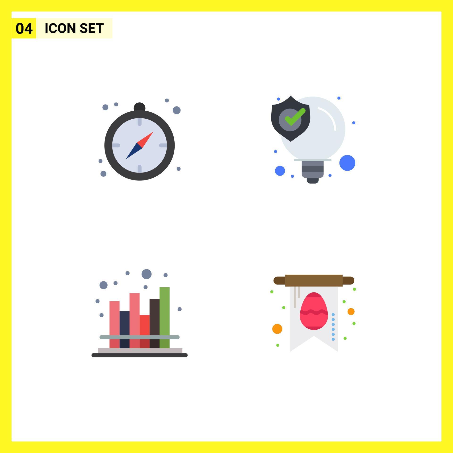 Set Of 4 Modern Ui Icons Symbols Signs For Camping Forecast Idea Solution Modern Editable Vector