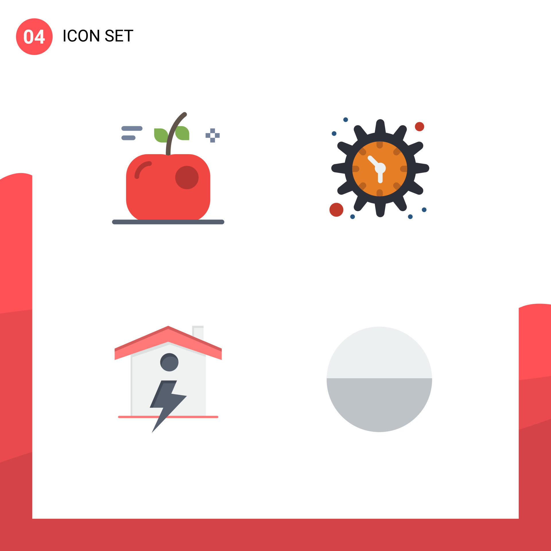 4 Universal Flat Icons Set For Web And Mobile Applications Apple House