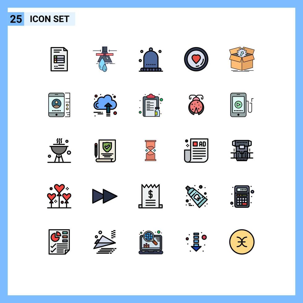 25 Thematic Vector Filled Line Flat Colors And Editable Symbols Of