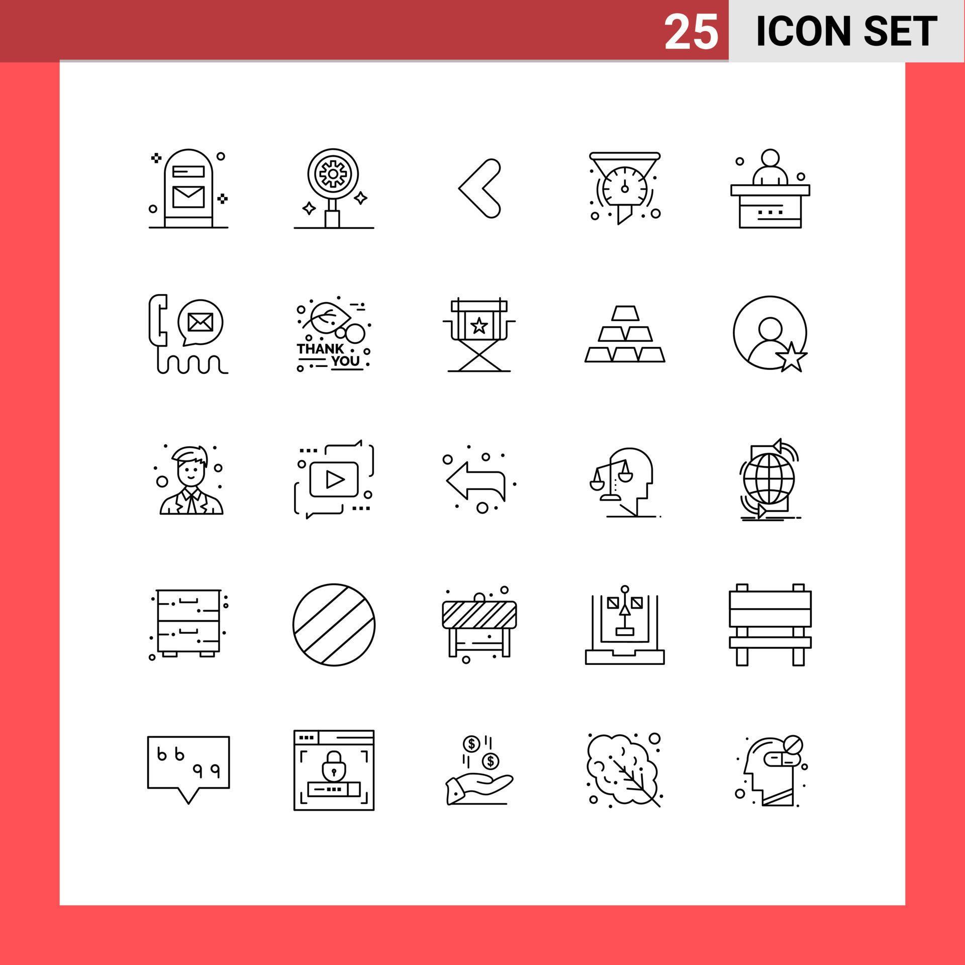 Pictogram Set Of 25 Simple Lines Of Classroom Speedometer Arrow Dashboard Filter Editable Vector