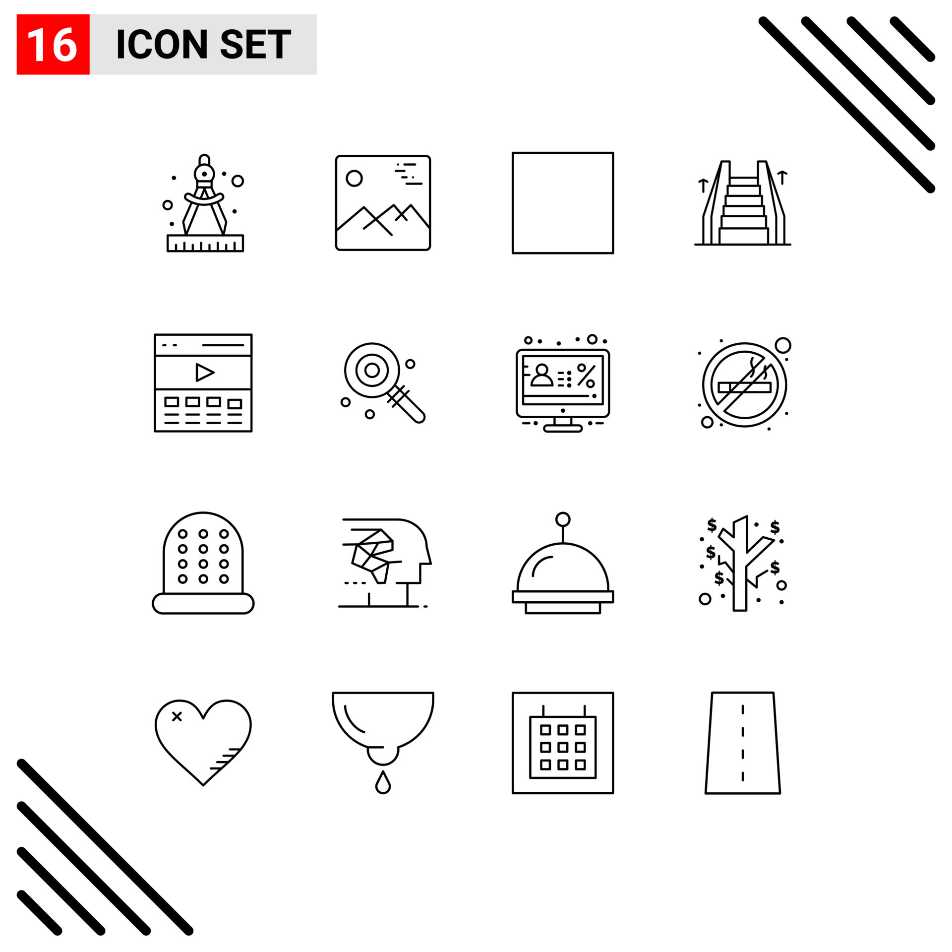 16 Universal Outlines Set For Web And Mobile Applications User Hero View Header Ladder Editable