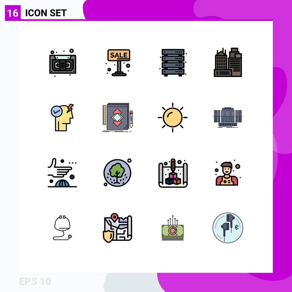 Stock Vector Icon Pack of 16 Line Signs and Symbols for work office for ...