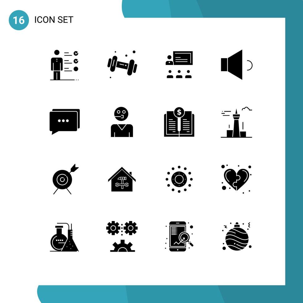 Stock Vector Icon Pack of 16 Line Signs and Symbols for communication ...