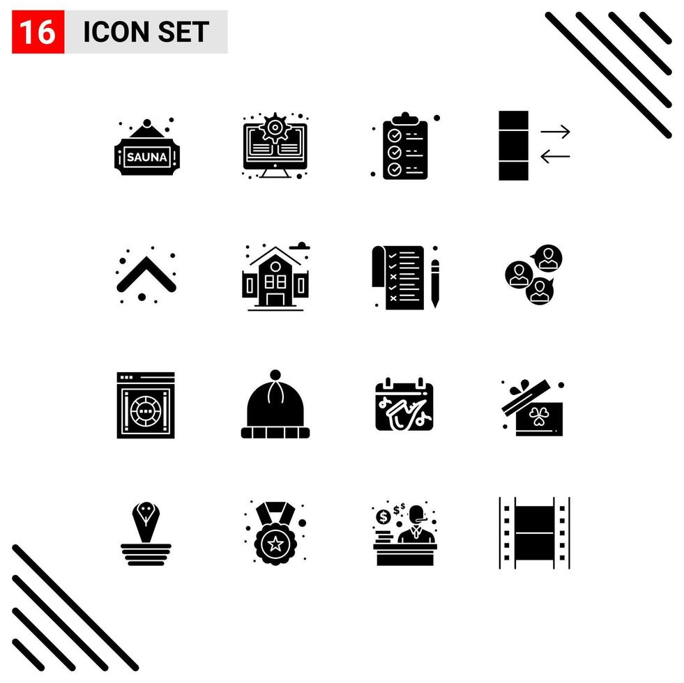 User Interface Pack of 16 Basic Solid Glyphs of up arrow check list exchange column Editable ...