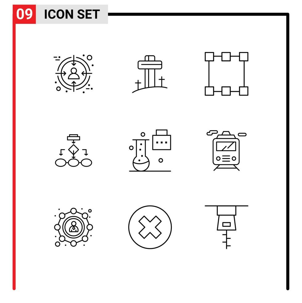 Pack Of 9 Creative Outlines Of Workflow Scheme Path Data Architecture Algorithm Editable Vector