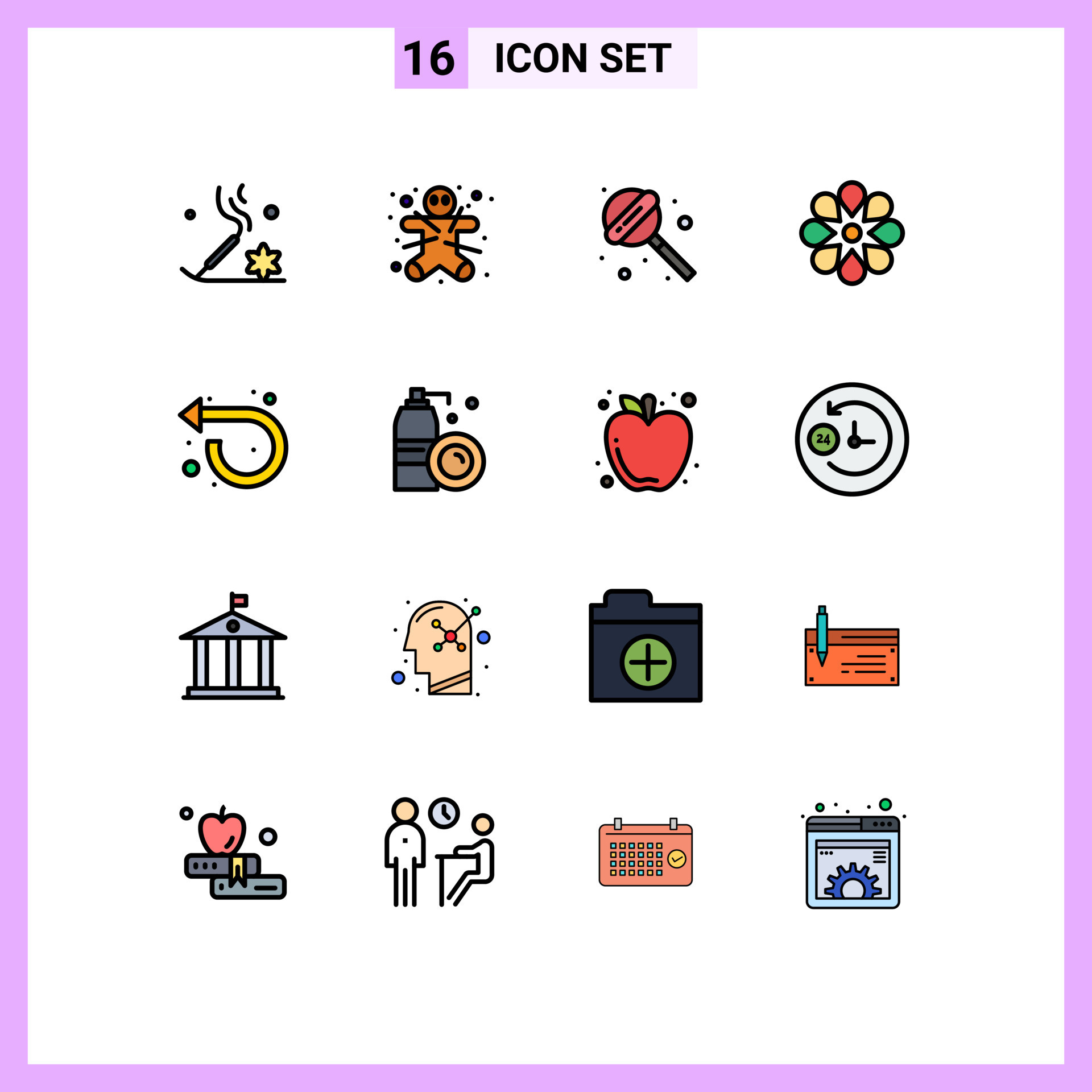 16 Thematic Vector Flat Color Filled Lines And Editable Symbols Of Repeat Arrow Sweet Ramadan