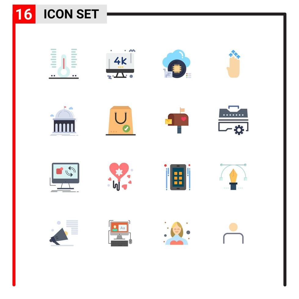 16 Universal Flat Colors Set For Web And Mobile Applications Up Gesture Pc Four Data Editable