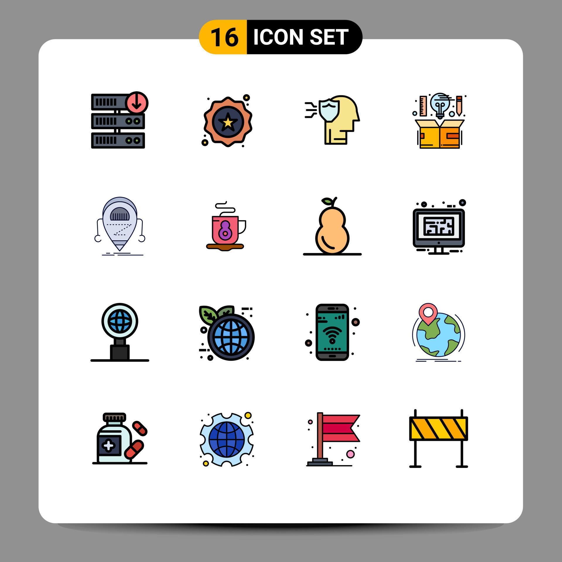 Set of 16 Commercial Flat Color Filled Lines pack for android idea ...