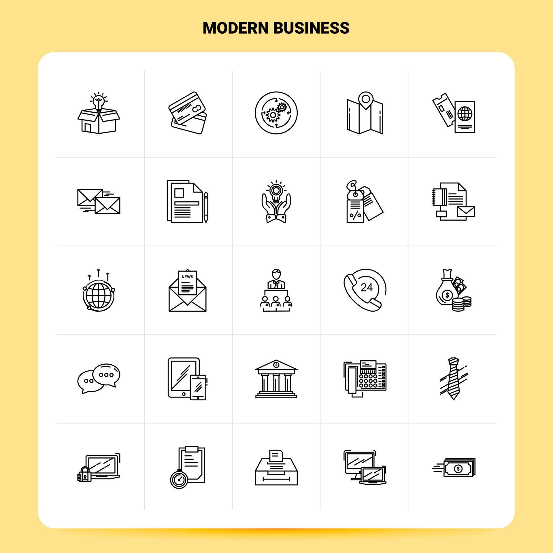 Outline 25 Modern Business Icon Set Vector Line Style Design Black Icons Set Linear Pictogram