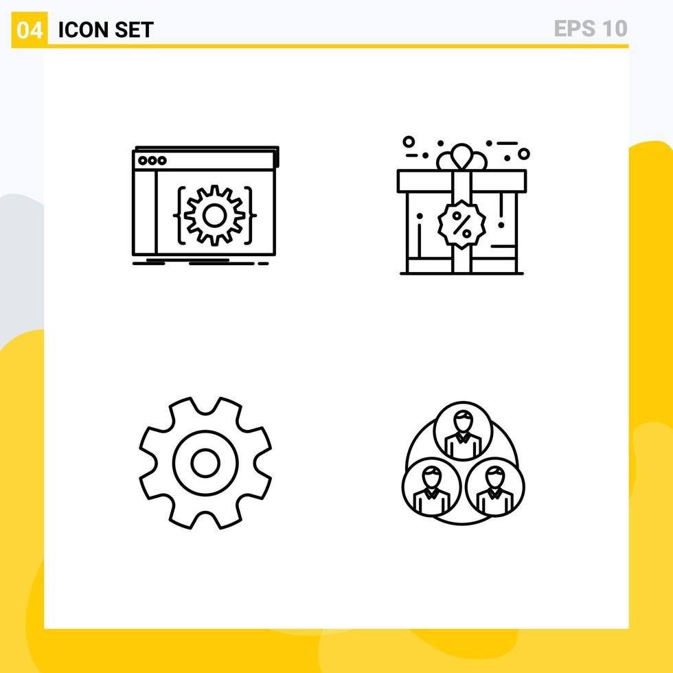 4 Thematic Vector Filledline Flat Colors And Editable Symbols Of Api Cogs Developer Card Setting