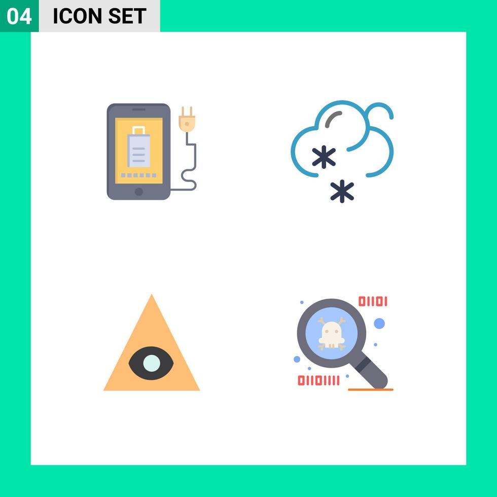 Mobile Interface Flat Icon Set of 4 Pictograms of mobile pyramid plug ...