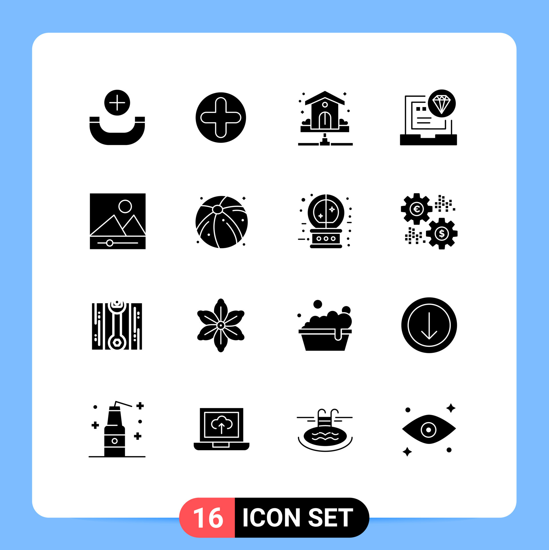 Set Of 16 Modern Ui Icons Symbols Signs For Gallery Coding Pipe Code App Editable Vector Design