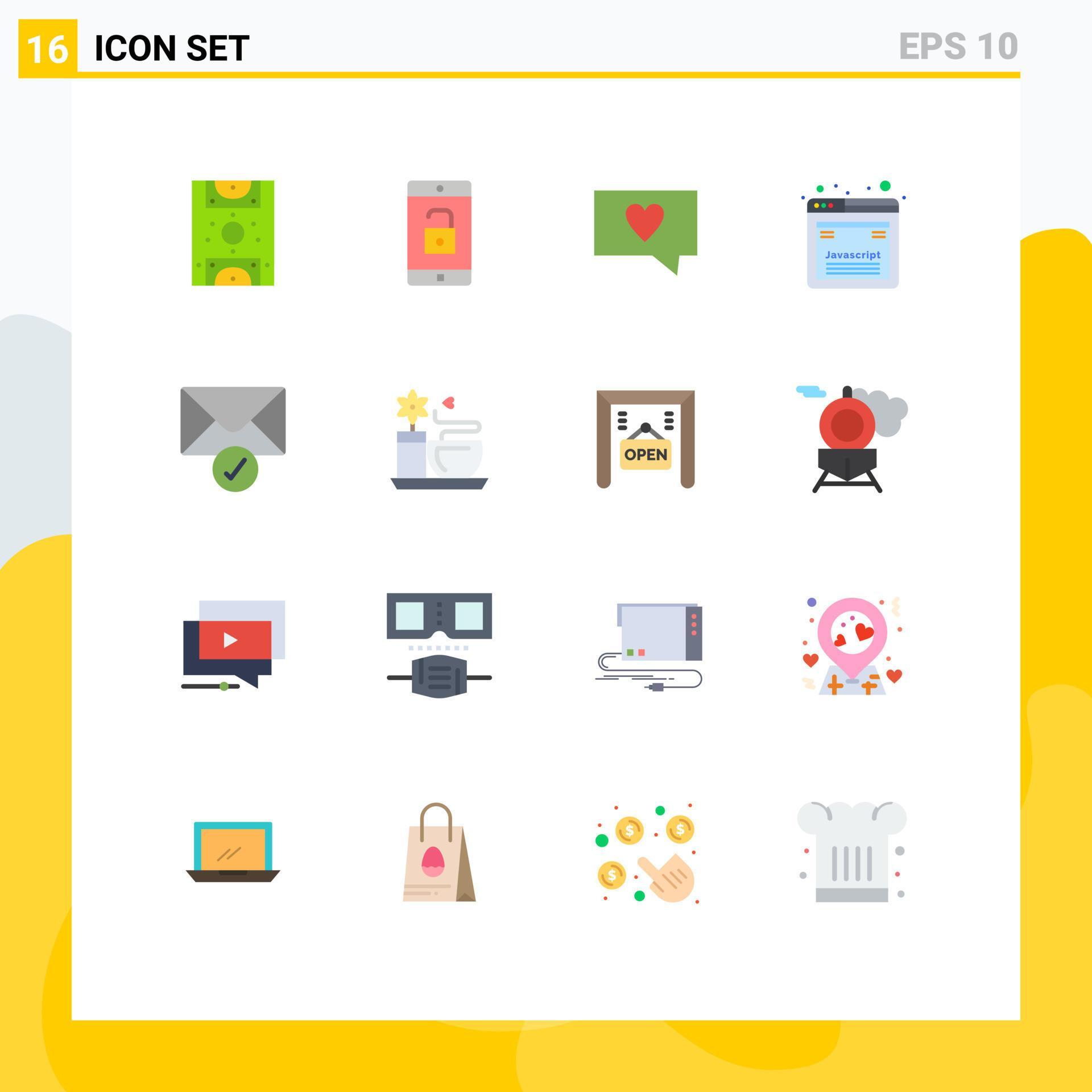 Set Of 16 Vector Flat Colors On Grid For Verification Mail Like Web Development Editable Pack Of