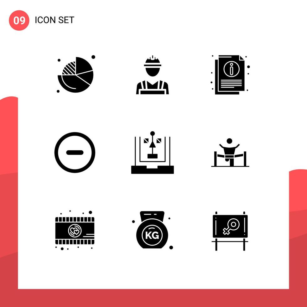 9 Thematic Vector Solid Glyphs And Editable Symbols Of Development Coding Info User Interface
