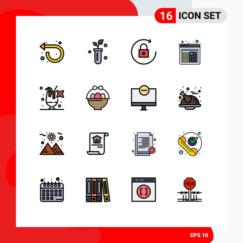 16 Thematic Vector Flat Color Filled Lines And Editable Symbols Of