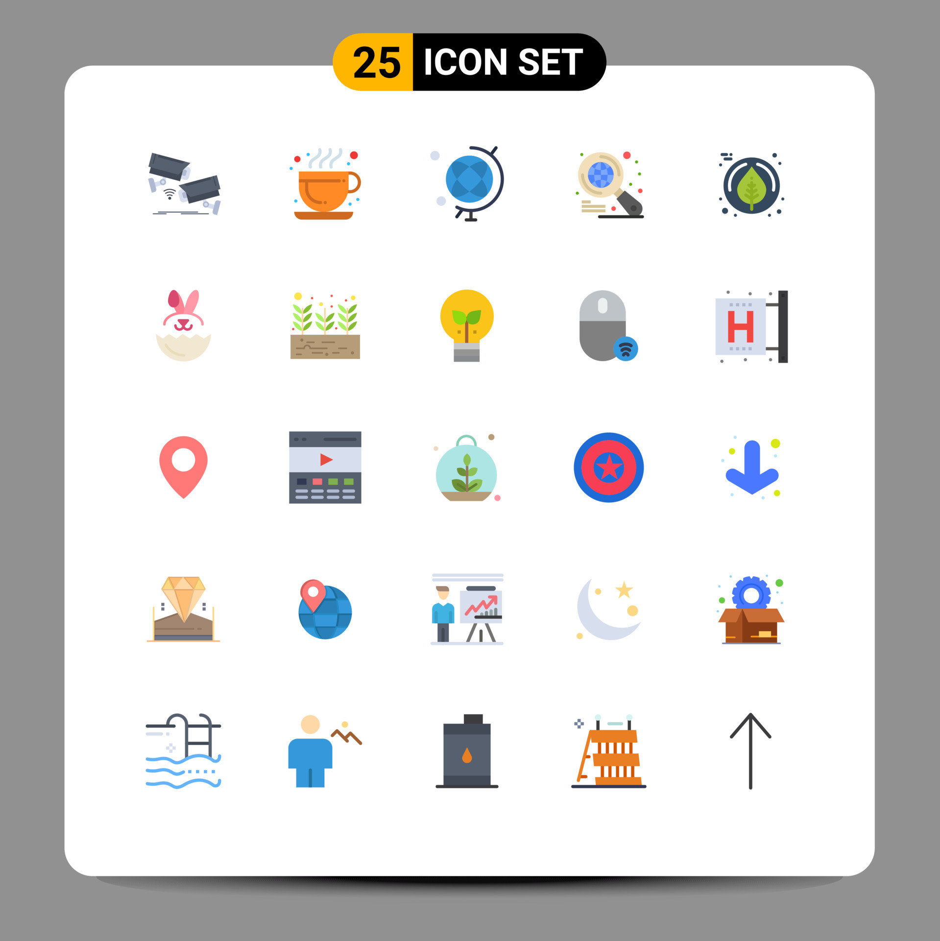 User Interface Pack Of 25 Basic Flat Colors Of Egg Maple Education Leaf Internet Editable Vector