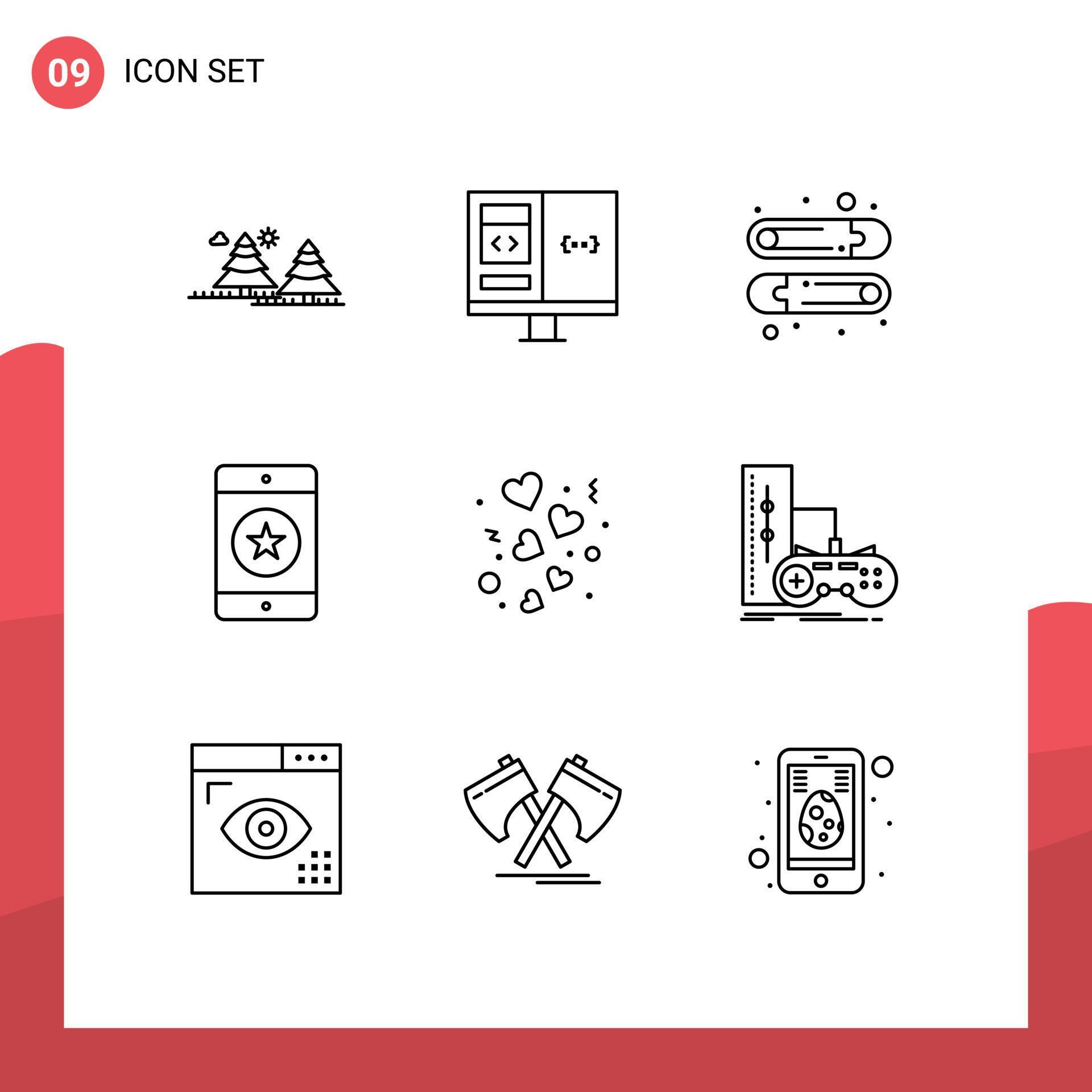User Interface Pack Of 9 Basic Outlines Of Phone Favorite Develop Devices Pin Editable Vector