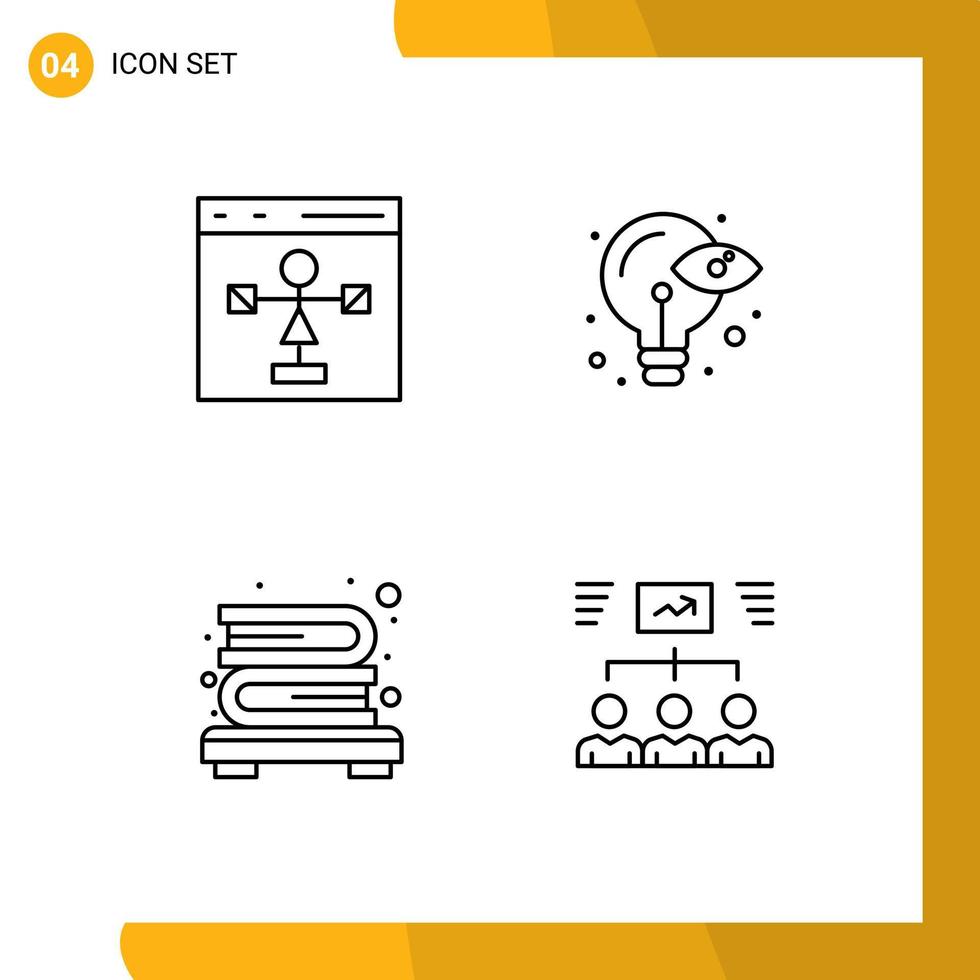 Pack of 4 creative Filledline Flat Colors of coding bookcase flowchart ...