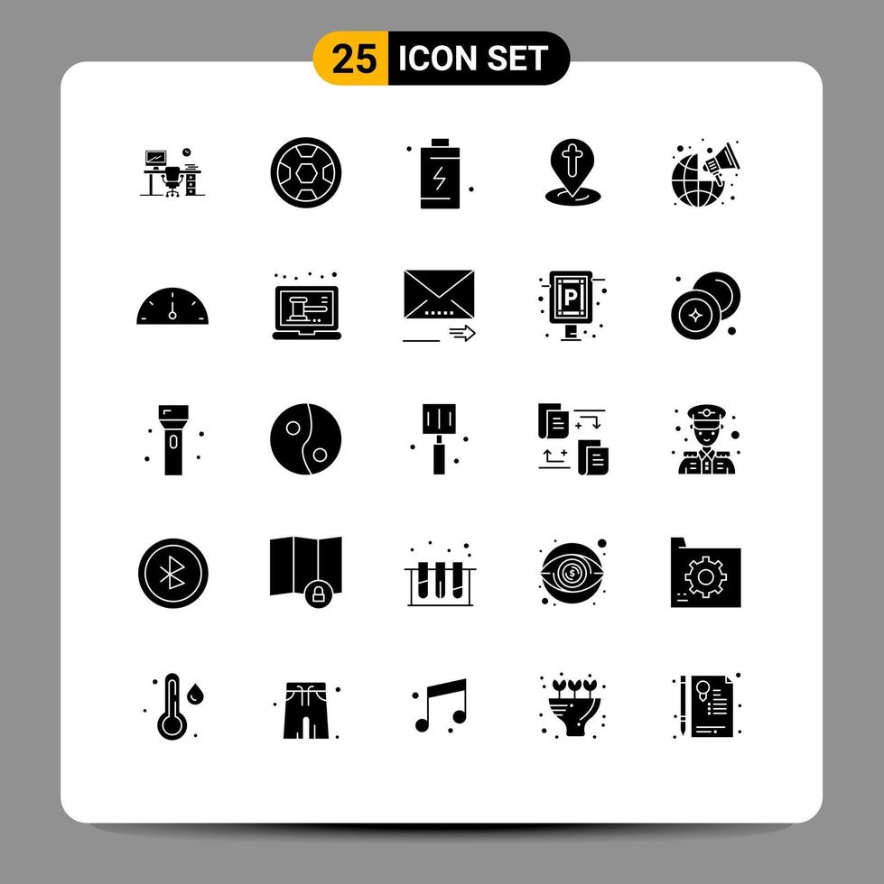 Set Of 25 Vector Solid Glyphs On Grid For Pin Map Wreath Location Charging Editable Vector