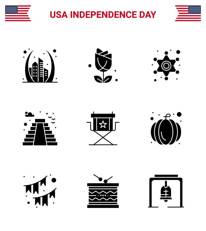 Gran Paquete De 9 Ee Uu Feliz Día De La Independencia Ee Uu Vector