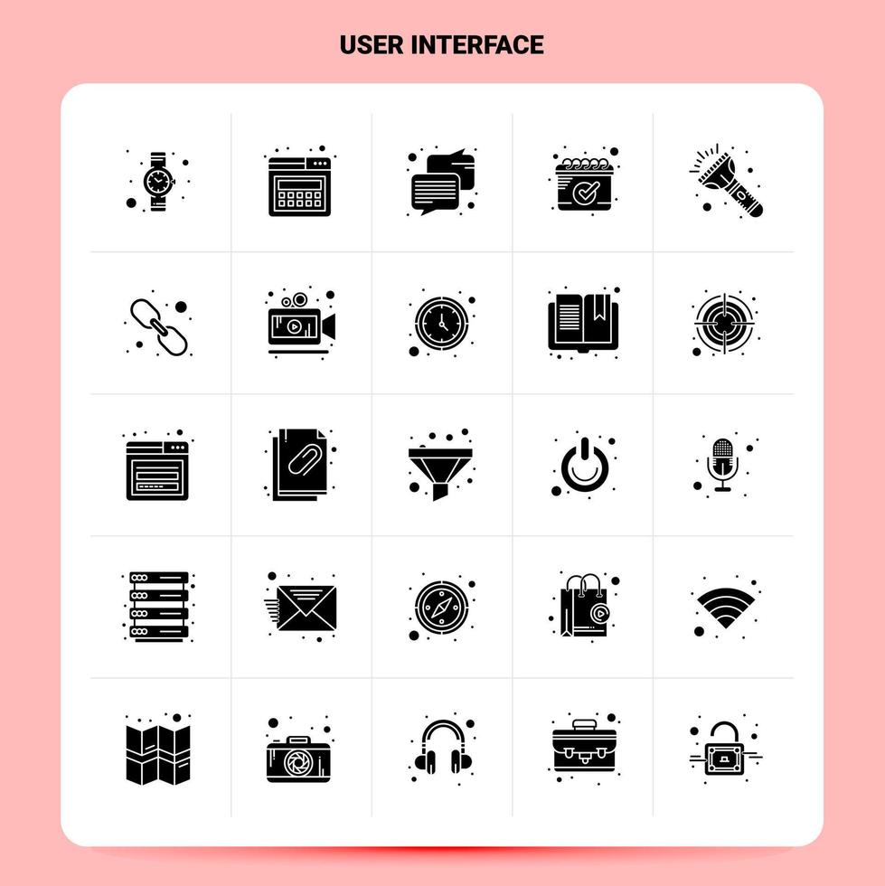 Solid 25 User Interface Icon set Vector Glyph Style Design Black Icons Set Web and Mobile ...