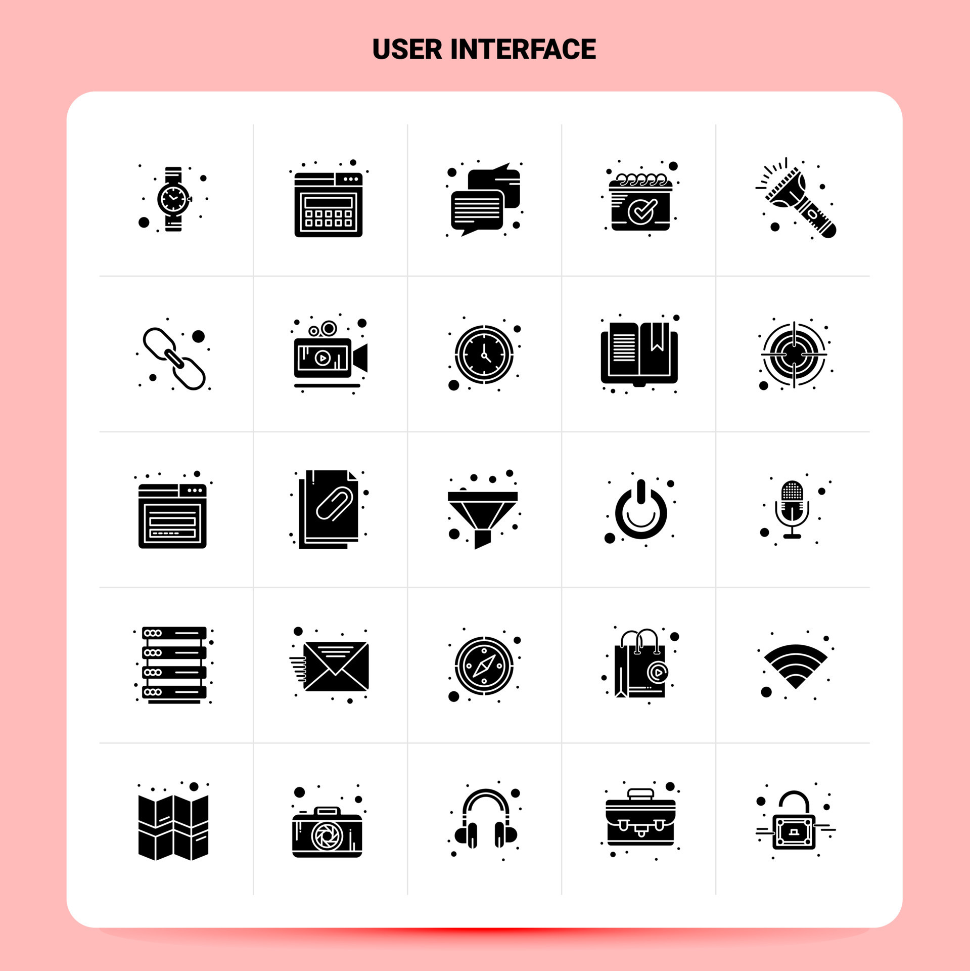 Solid 25 User Interface Icon Set Vector Glyph Style Design Black Icons Set Web And Mobile