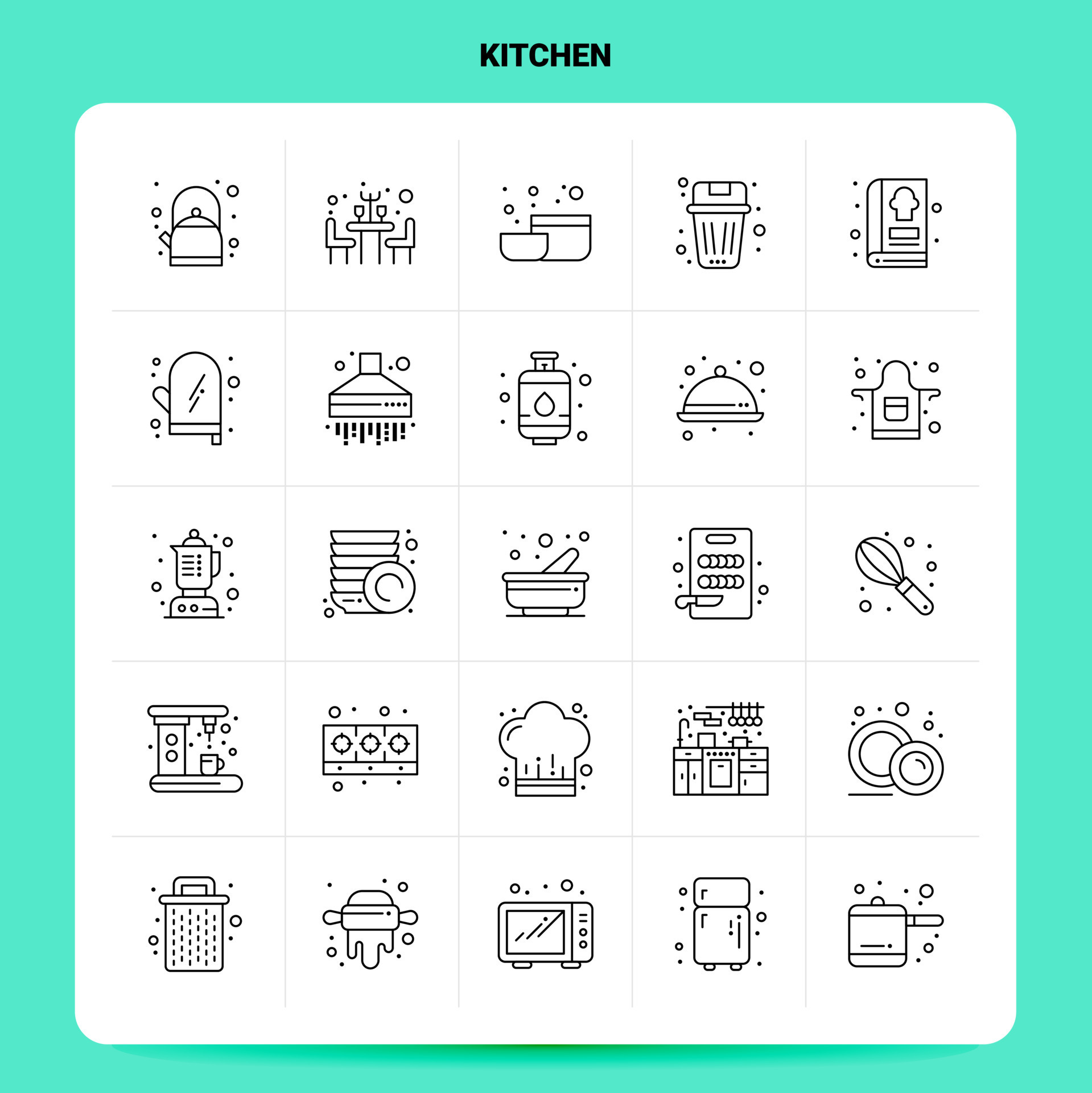 Outline 25 Kitchen Icon Set Vector Line Style Design Black Icons Set Linear Pictogram Pack Web