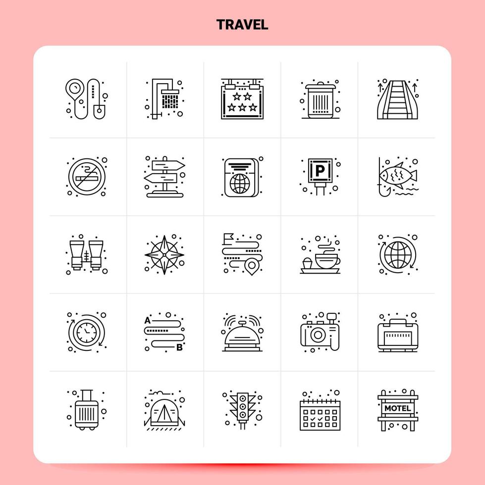 Outline 25 Travel Icon Set Vector Line Style Design Black Icons Set Linear Pictogram Pack Web