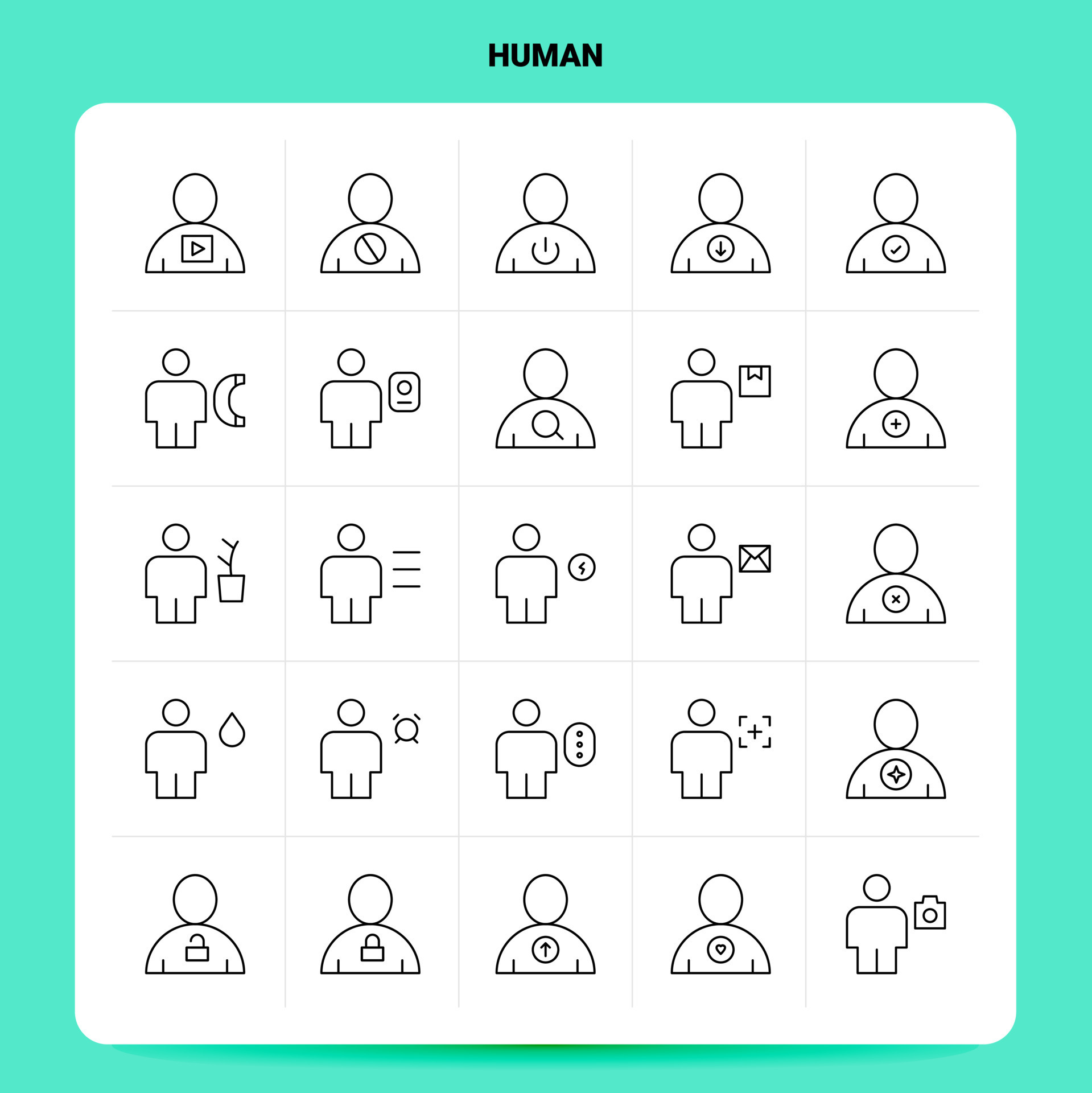 Outline 25 Human Icon Set Vector Line Style Design Black Icons Set Linear Pictogram Pack Web And