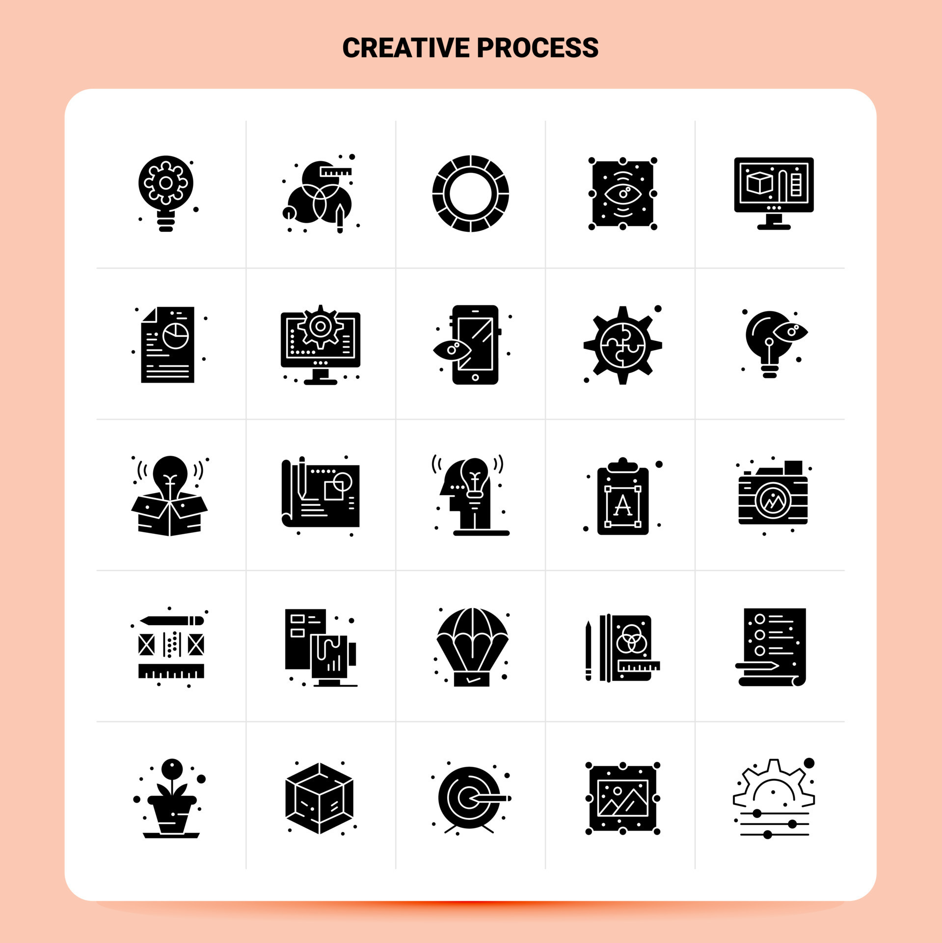 Solid 25 Creative Process Icon set Vector Glyph Style Design Black ...