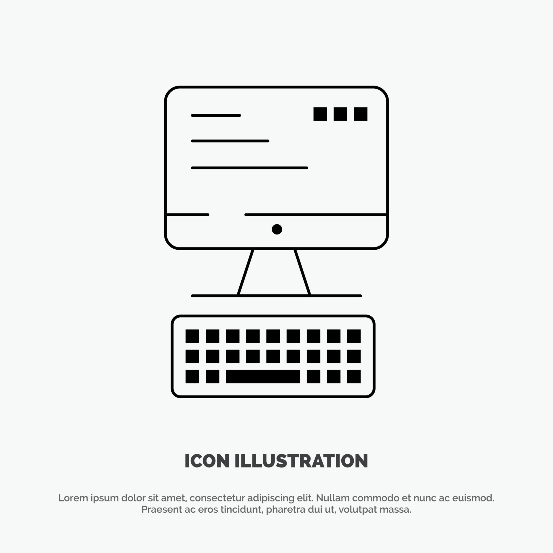 Computer Keyboard Monitor Computing Vector Line Icon 17962673 Vector Art At Vecteezy