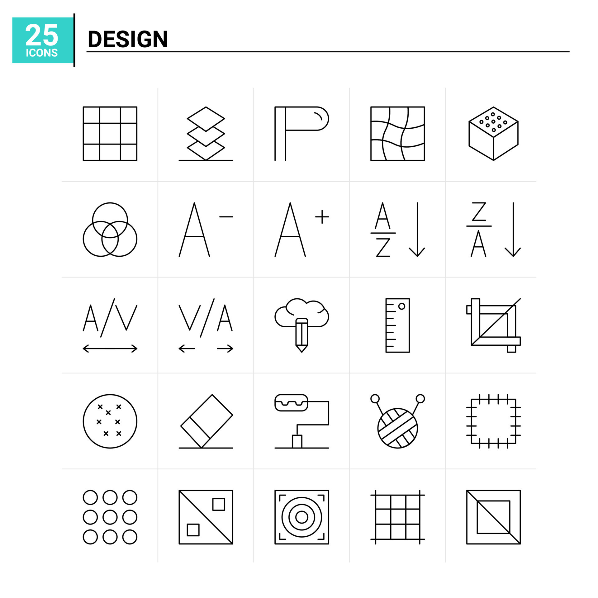 25 Design icon set vector background 17963099 Vector Art at Vecteezy