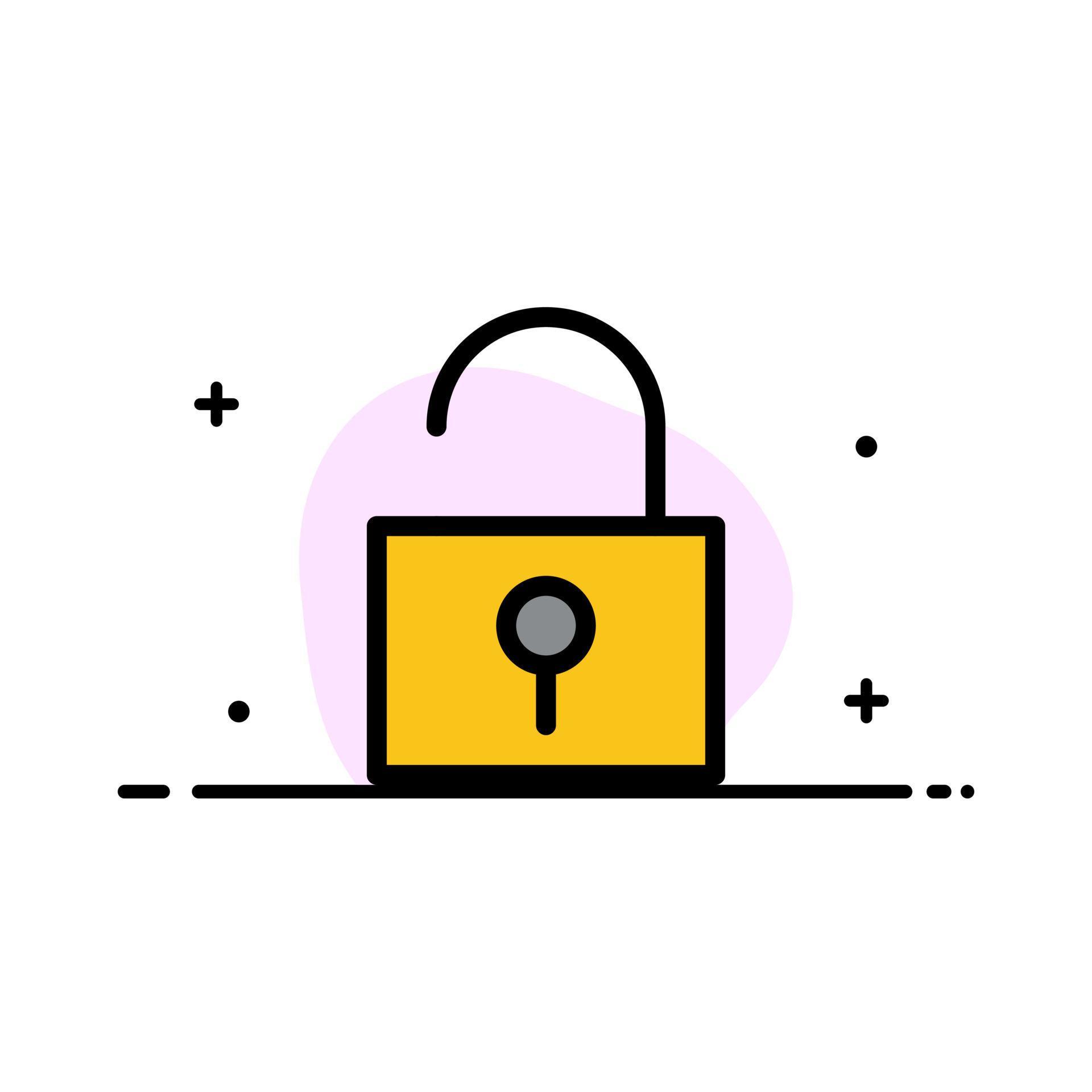 Lock Unlocked User Interface Business Flat Line Filled Icon Vector