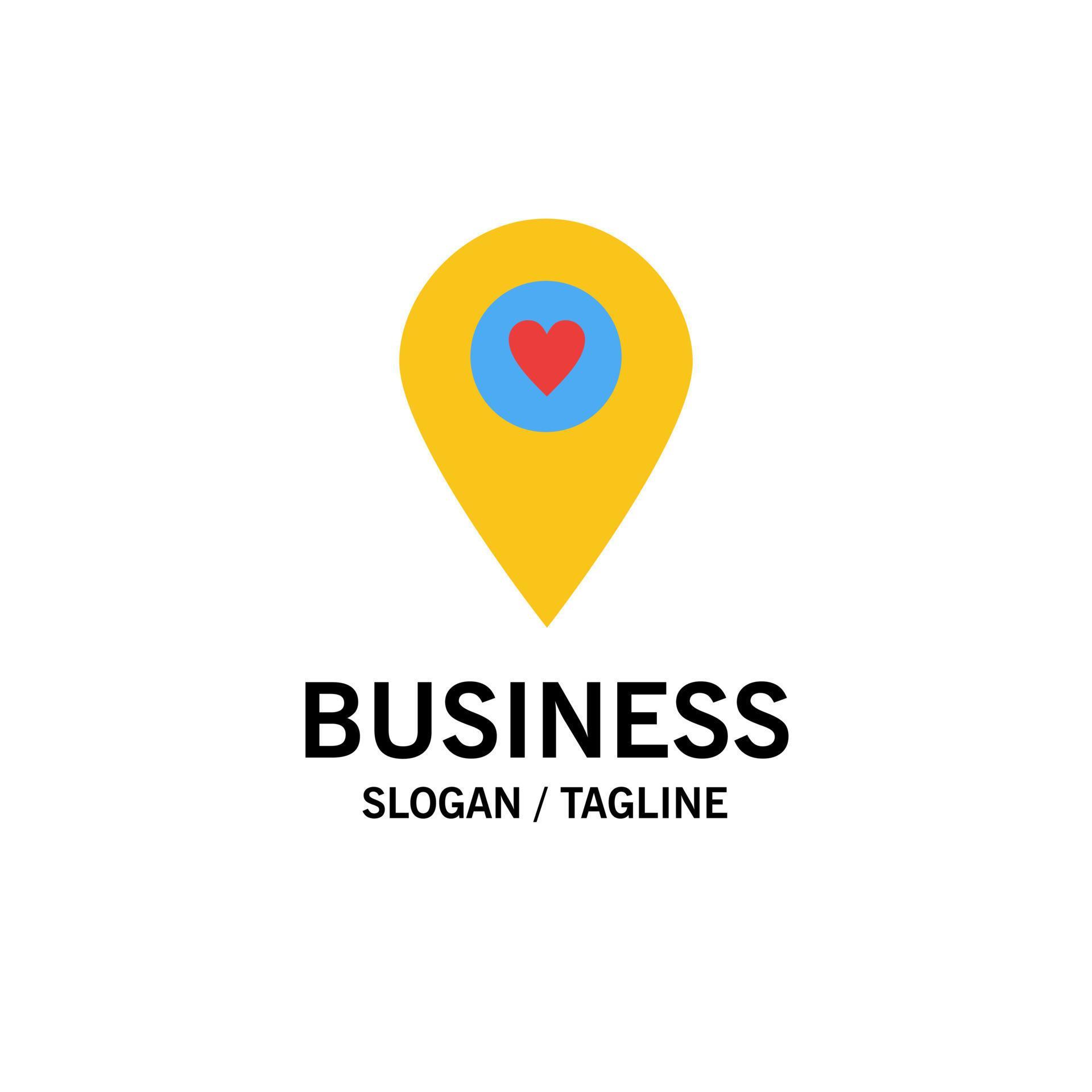 Heart Location Map Pointer Business Logo Template Flat Color 17963789
