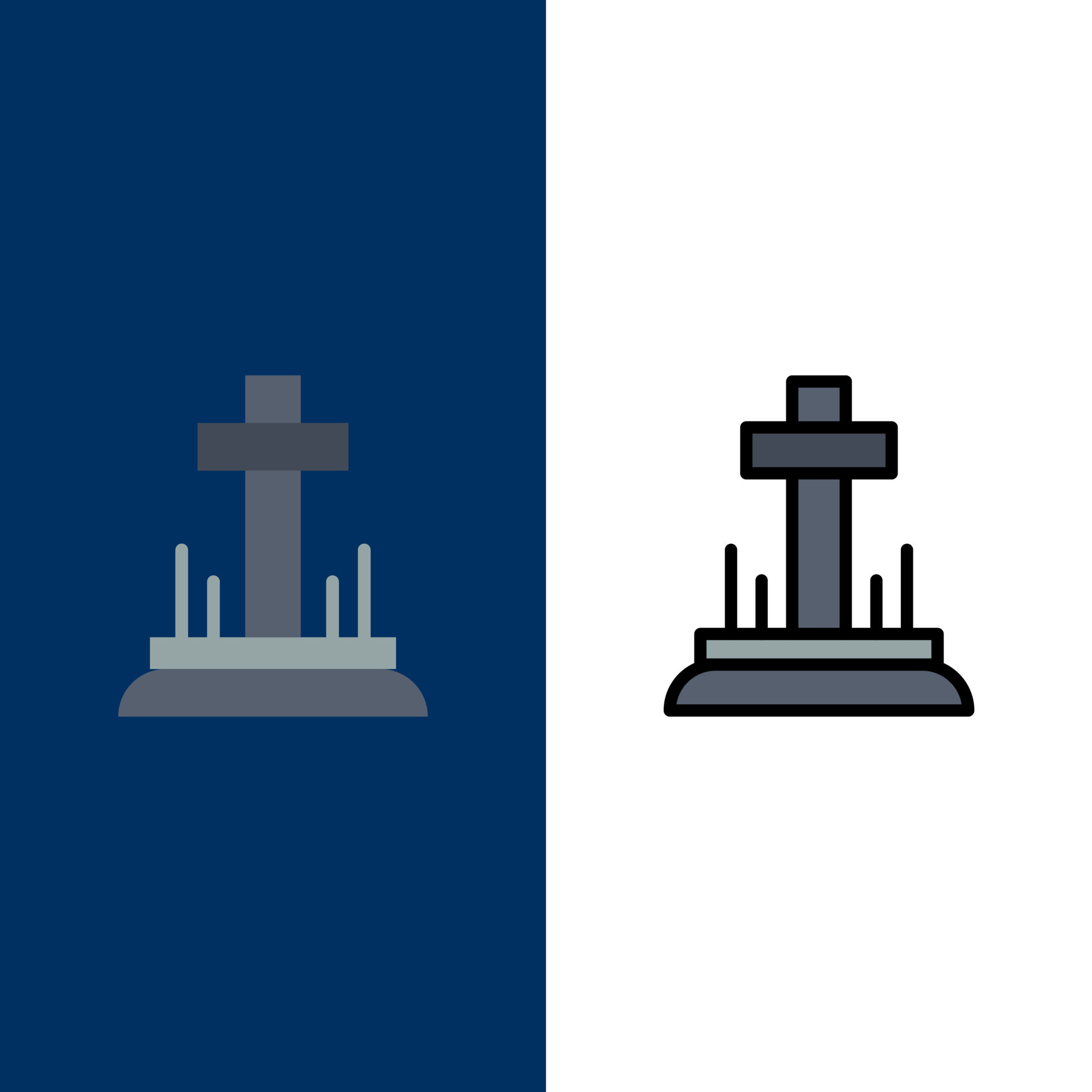 Celebration Christian Cross Easter Icons Flat And Line Filled Icon Set Vector Blue Background