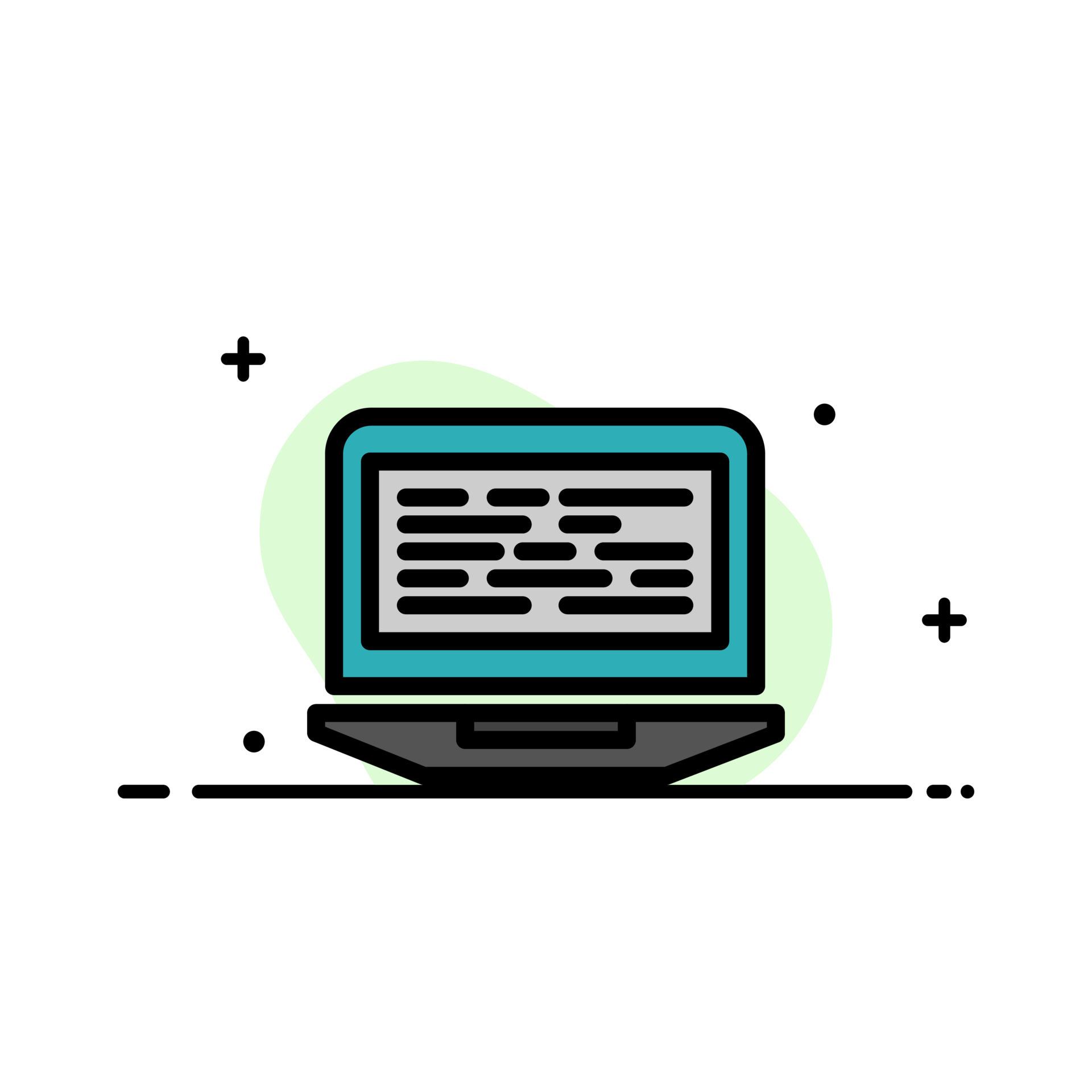 Laptop Coding Code Screen Computer Business Flat Line Filled Icon Vector Banner Template