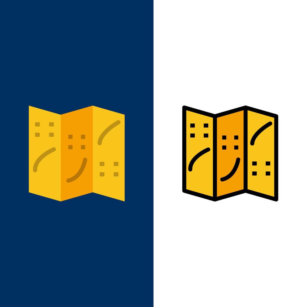 Map Navigation Location Icons Flat And Line Filled Icon Set Vector Blue
