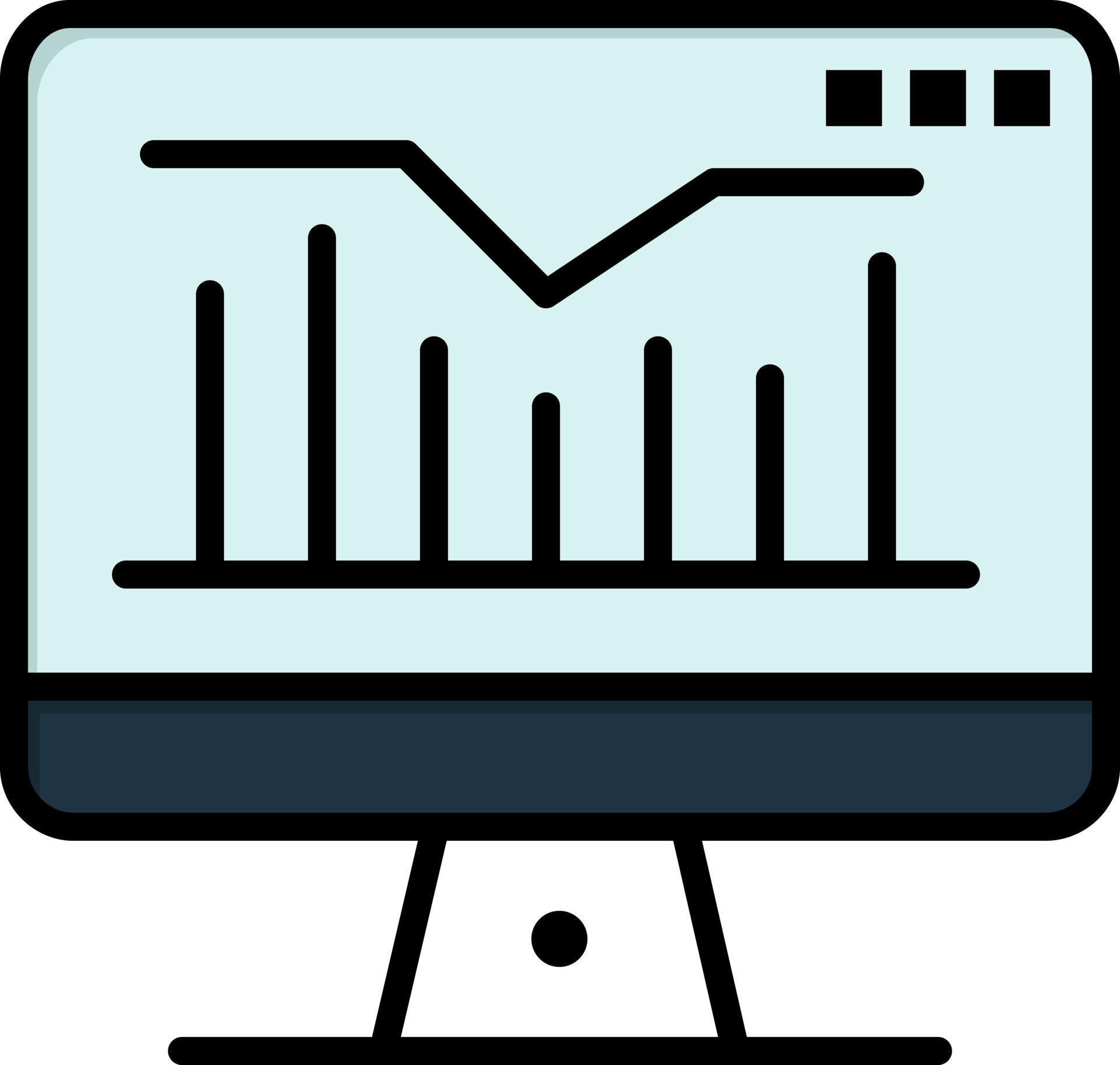 Computer Static Graph Monitor Flat Color Icon Vector Icon Banner