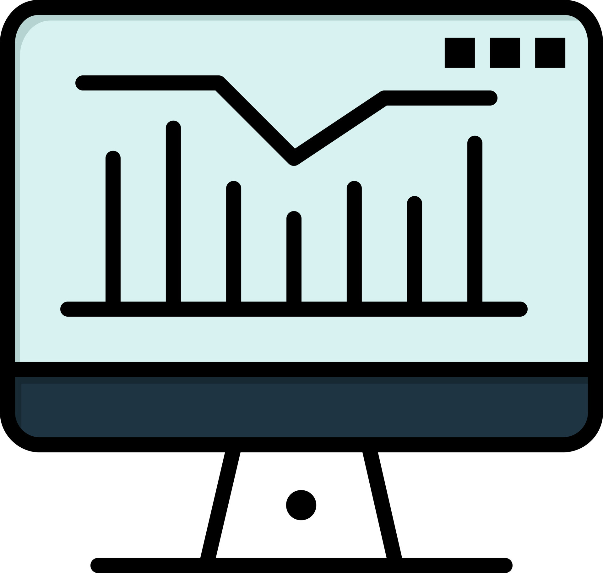 Computer Static Graph Monitor Flat Color Icon Vector Icon Banner