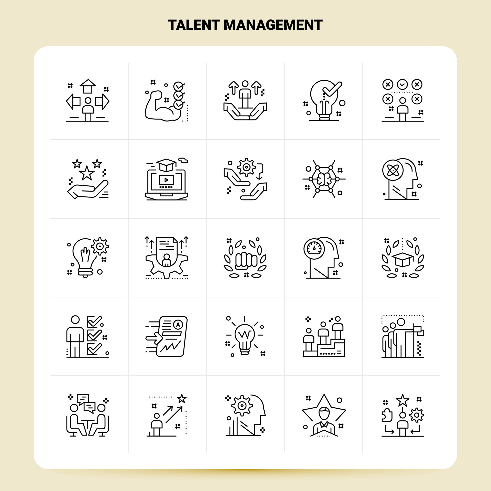 Outline 25 Talent Management Icon Set Vector Line Style Design Black Icons Set Linear Pictogram