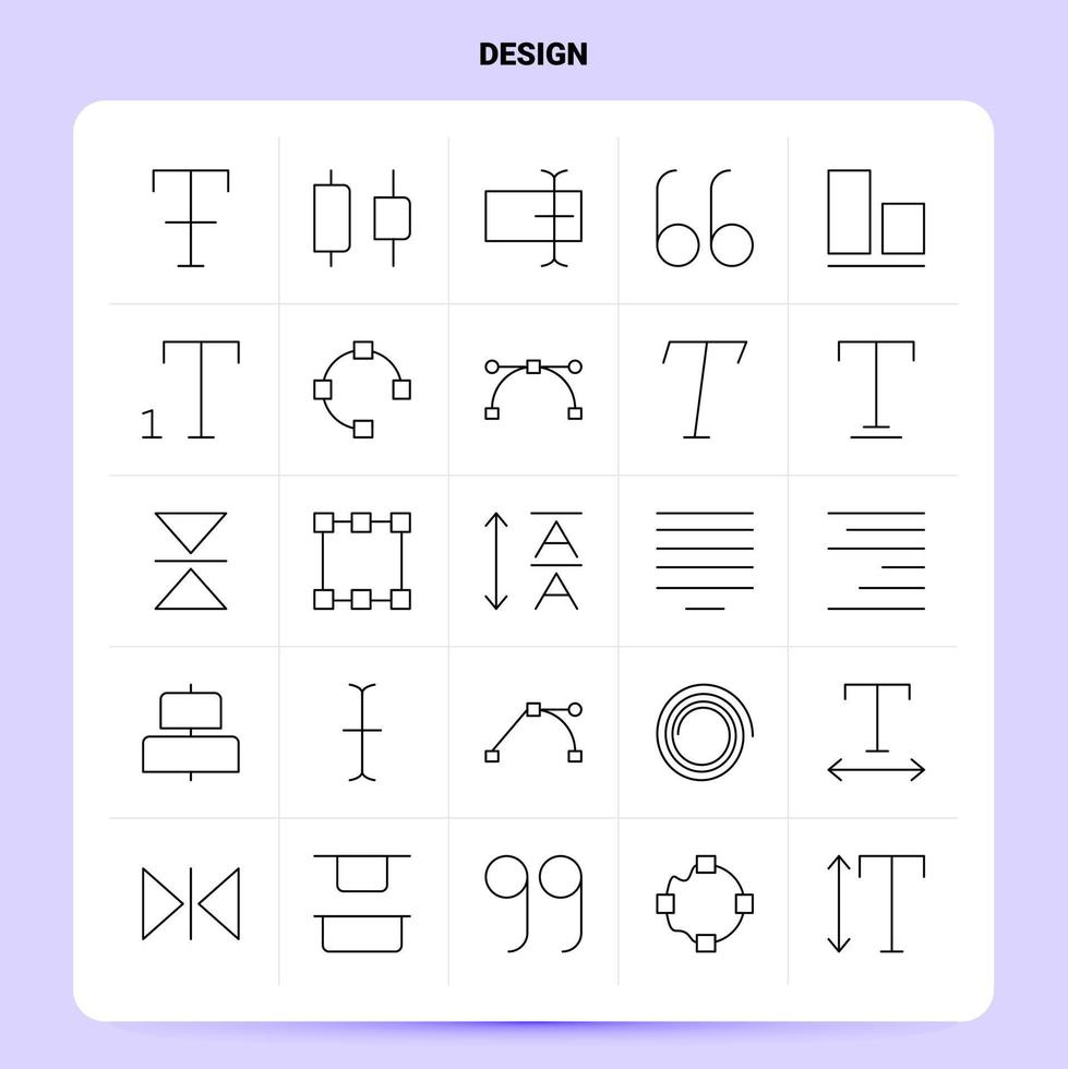 Outline 25 Design Icon Set Vector Line Style Design Black Icons Set