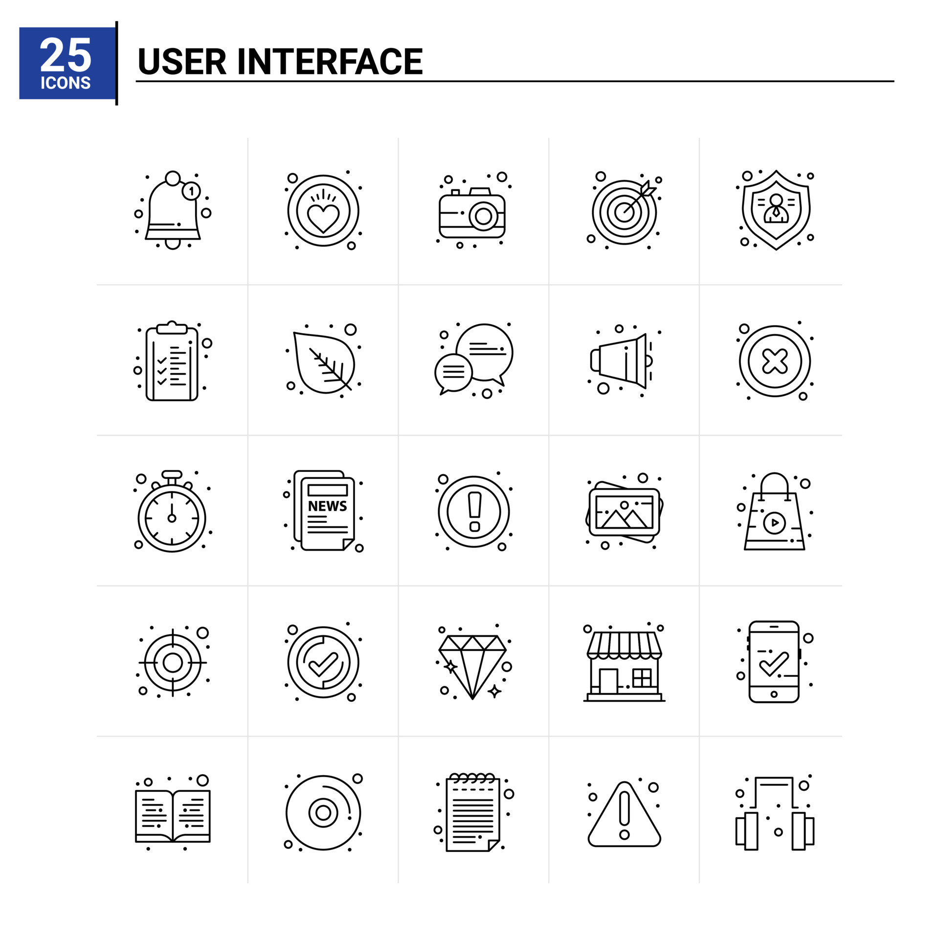 25 User Interface icon set vector background 17967360 Vector Art at Vecteezy