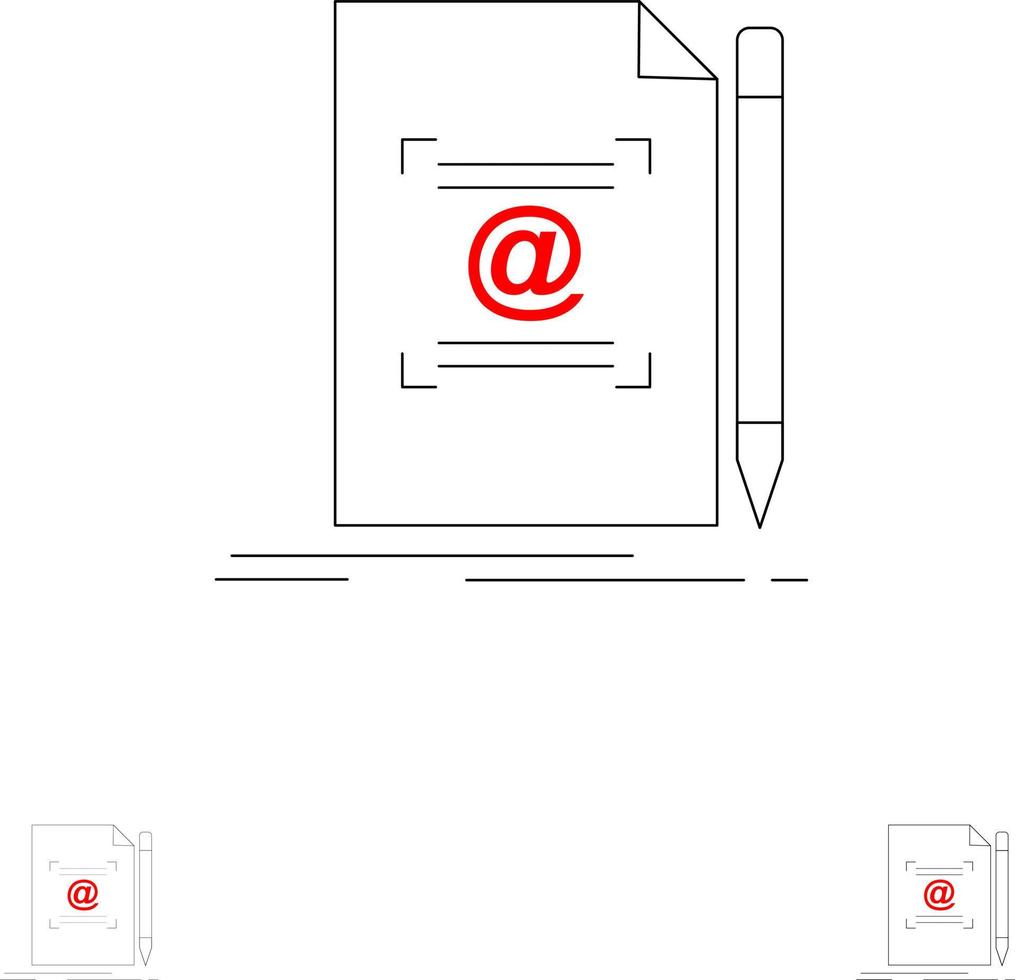 Note Letter Text Mail Create Bold And Thin Black Line Icon Set 17968965