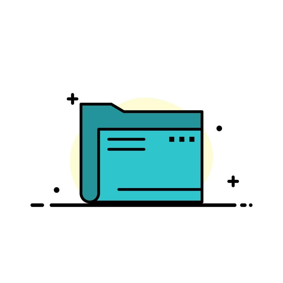Folder Archive Computer Document Empty File Storage Business Flat Line Filled Icon Vector Banner