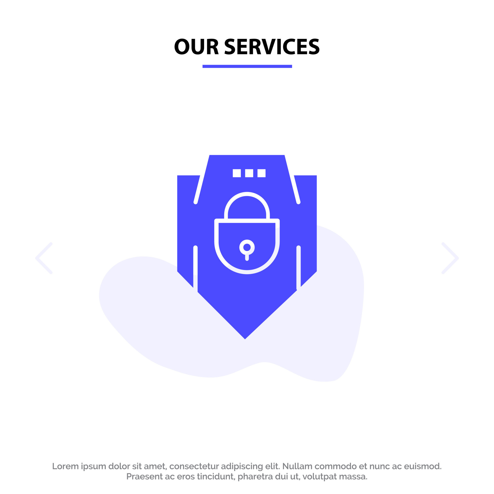 Our Services Internet Password Shield Web Security Solid Glyph Icon Web Card Template 17972093