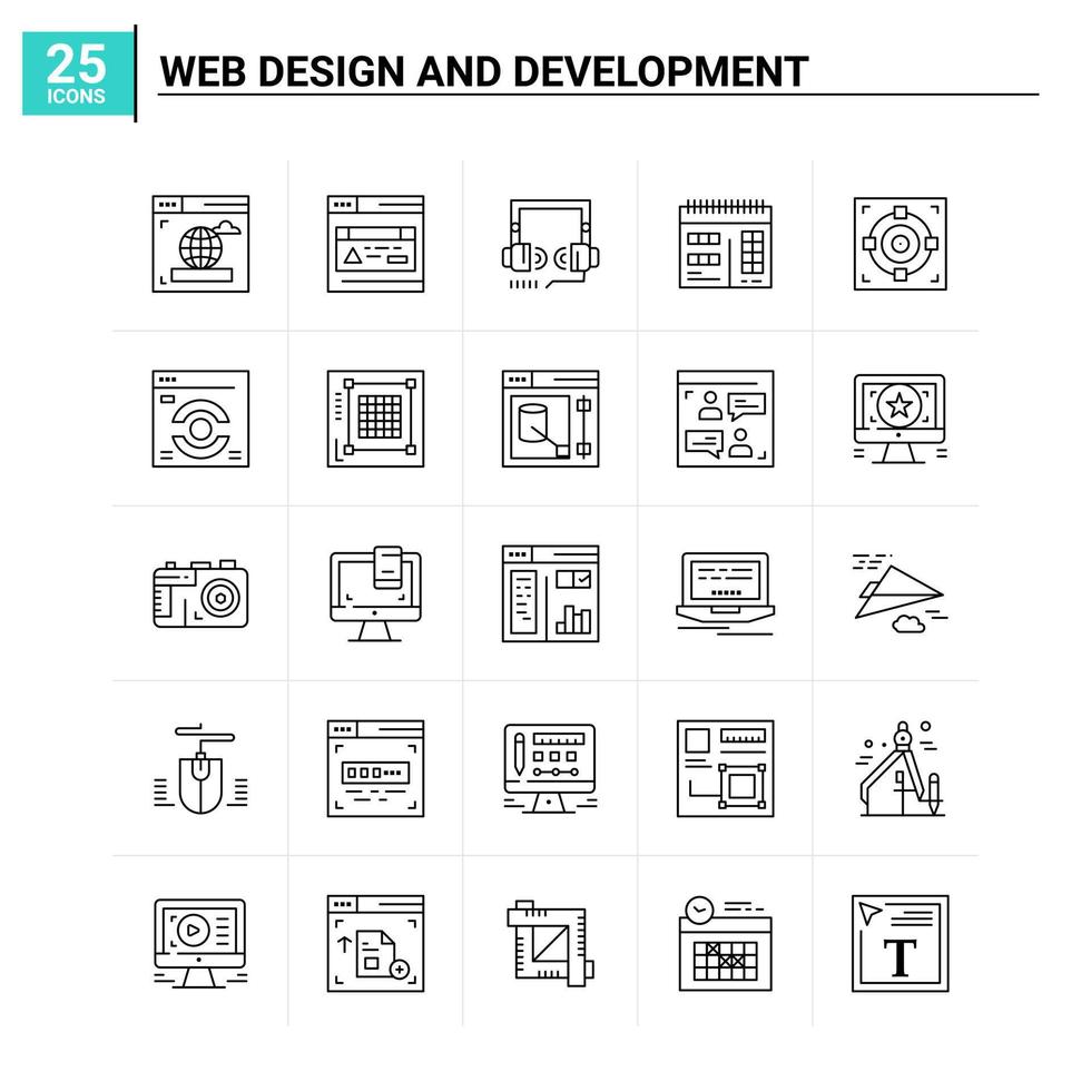 25 Web Design And Development icon set vector background 17972247 ...
