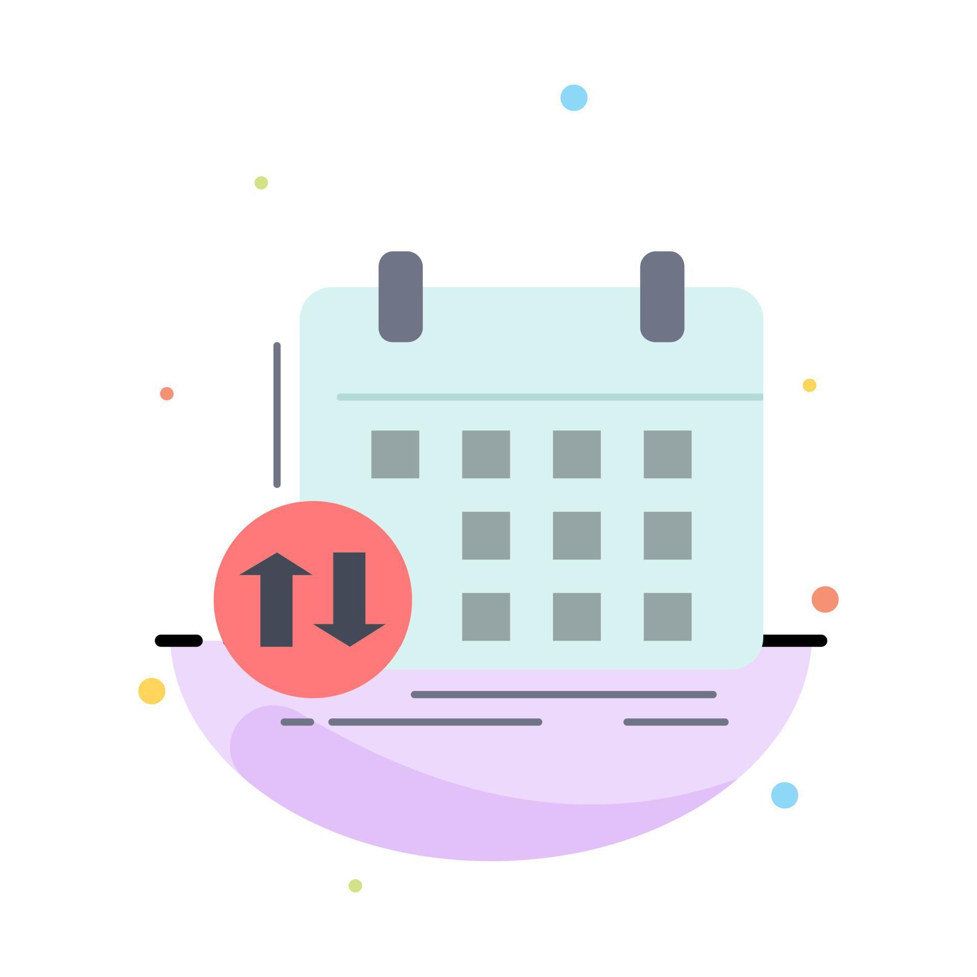 Schedule Classes Timetable Appointment Event Flat Color Icon Vector