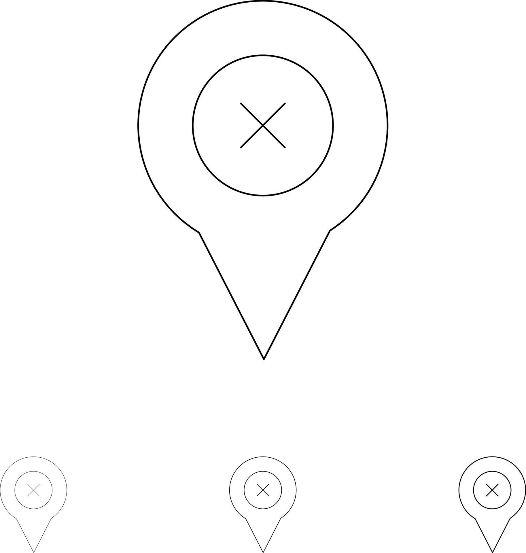 Add Pin Location Map Bold And Thin Black Line Icon Set 17973785 Vector